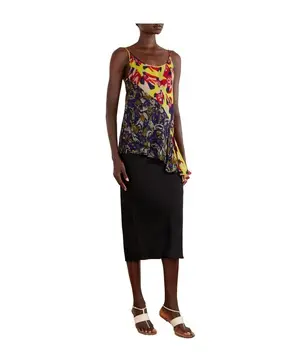 Dries Van Noten Ruffled Printed Asymmetric Georgette Camisole