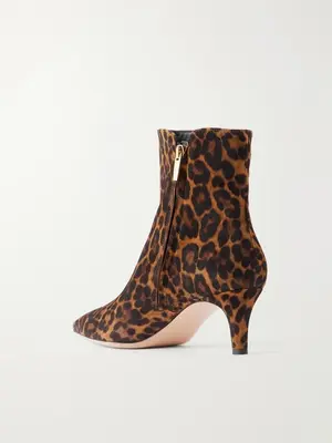 GIANVITO ROSSI Leopard Print Mid-heel Ankle Boots
