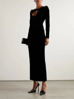 Alessandra Rich Velvet Dress With Openwork Bow Decoration