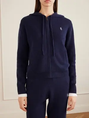 SPORTY  RICH Sporty & Rich Embroidered Cashmere And Wool Blend Cardigan