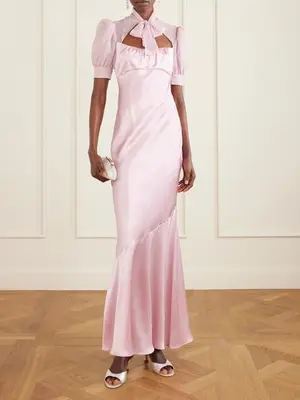 Alessandra Rich Pussy-bow Silk-satin And Georgette Gown
