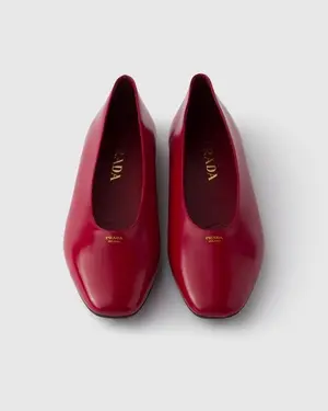 Prada Brushed Leather Ballerinas