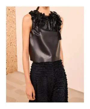 Ulla Johnson Marlowe Floral-appliquéd Leather Top
