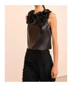 Ulla Johnson Marlowe Floral-appliquéd Leather Top