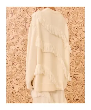 Ulla Johnson Long-sleeved Wool Knit Sweater With Layered Tassels