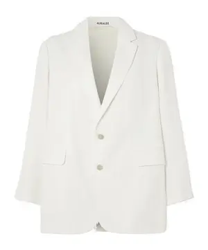 Auralee Oversized Wool, Cotton And Linen-blend Oxford Blazer