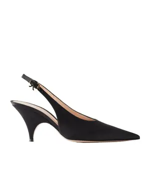 GIANVITO ROSSI Satin Pointed Slingback Pumps - Black