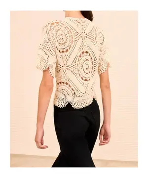 Ulla Johnson Hand-crocheted Short-sleeve Top