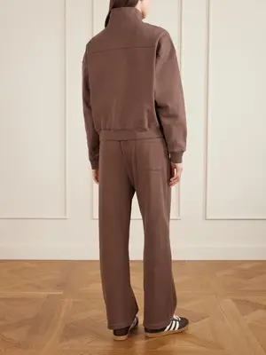 SPORTY  RICH Sporty & Rich Embroidered Cotton Half-zip Sweatshirt