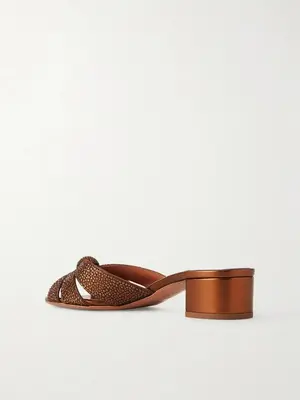 AQUAZZURA Crystal-embellished Leather Mules