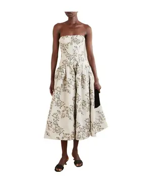 Carolina Herrera Strapless Metallic Floral-jacquard Gown