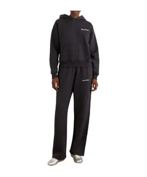 SPORTY  RICH Sporty & Rich Embroidered Cotton Wide-leg Pants