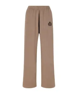 SPORTY  RICH Embroidered Cotton-jersey Wide-leg Sweatpants