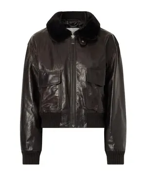 Victoria Beckham Aviator Shearling-trimmed Leather Jacket