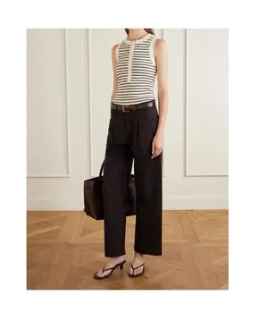 Citizens Of Humanity Striped Ribbed Tank Top With Button Placket