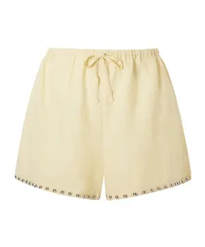 Staud Linen Shorts With Rivet Hem
