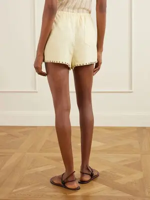 Staud Linen Shorts With Rivet Hem