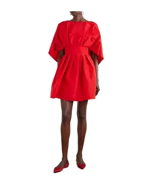 Carolina Herrera Pleated Silk-faille Mini Dress