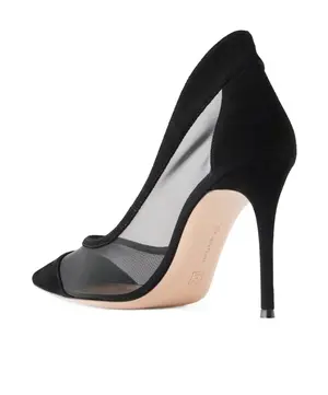 GIANVITO ROSSI Mesh-trimmed Suede Pumps