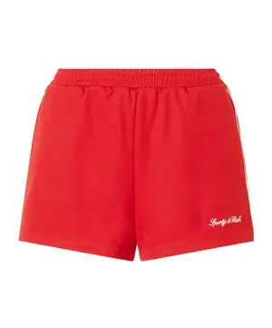 SPORTY  RICH Sporty & Rich Logo-embroidered Jersey Shorts - Red