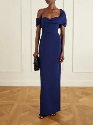 Carolina Herrera Off-the-shoulder Draped Crepe Dress