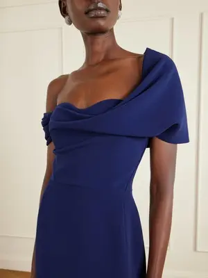 Carolina Herrera Off-the-shoulder Draped Crepe Dress