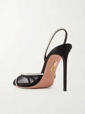 AQUAZZURA Crystal-embellished Mesh Slingback Sandals
