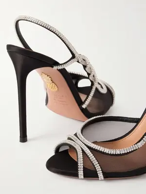 AQUAZZURA Crystal-embellished Mesh Slingback Sandals