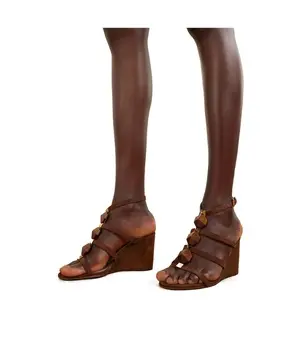 GIANVITO ROSSI Embellished Suede Wedge Sandals