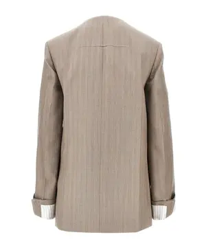 Victoria Beckham Collarless Double-breasted Blazer