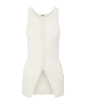 Auralee Ribbed Knit Sleeveless Top - No