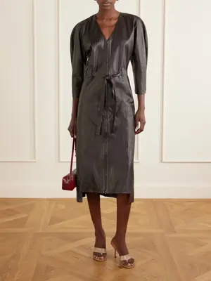 Victoria Beckham Lace-up Leather Midi Dress