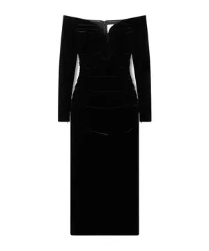 Carolina Herrera Ruched Velvet Midi Dress