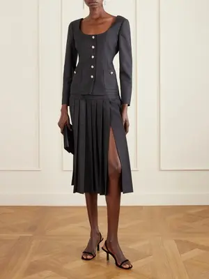 Alessandra Rich Embellished Wool-flannel Jacket