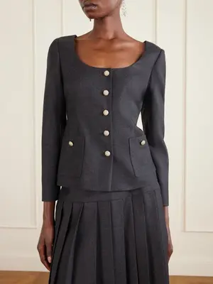 Alessandra Rich Embellished Wool-flannel Jacket