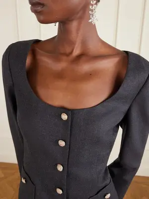 Alessandra Rich Embellished Wool-flannel Jacket