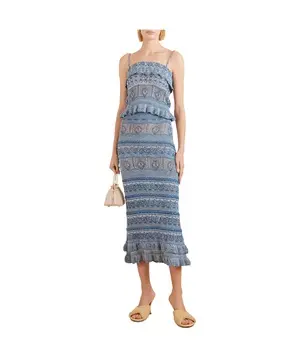 Etro Ruffled Crocheted Maxi Skirt