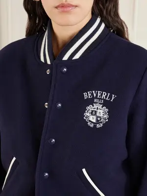 SPORTY  RICH Sporty & Rich Beverly Hills Embroidered Wool Baseball Jacket