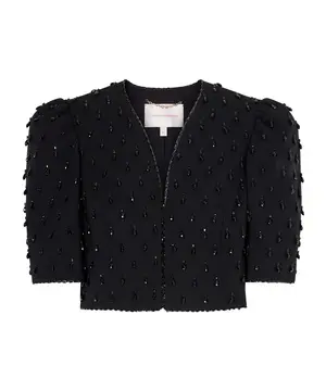 Carolina Herrera Cropped Crystal-embellished Wool-blend Jacket