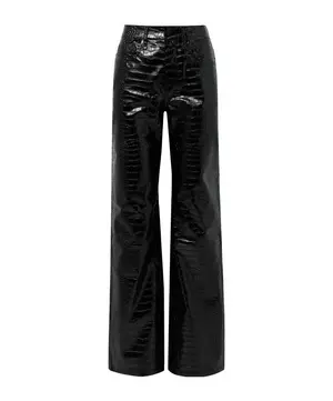 THE FRANKIE SHOP Croc-effect Faux Leather Straight-leg Trousers