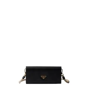 Prada Wallet With Shoulder Strap - Black