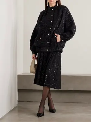 Alessandra Rich Sequin-embellished Tweed Jacket