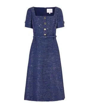 Carolina Herrera Tie-waist Tweed Dress