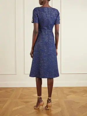 Carolina Herrera Tie-waist Tweed Dress