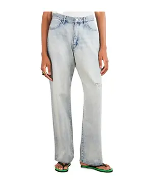 Auralee Distressed Wide-leg Jeans - White
