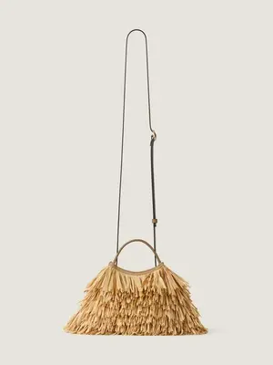 Givenchy Nano Facet Tote Bag In Raffia With Fringes
