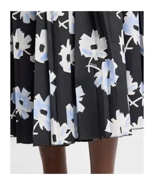 Prada Pleated Floral Poplin Skirt