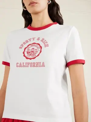 SPORTY  RICH Sporty & Rich Two-tone Printed T-shirt