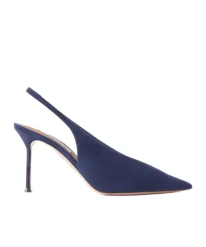 AQUAZZURA Solid-color Suede Slingback Pumps - Blue