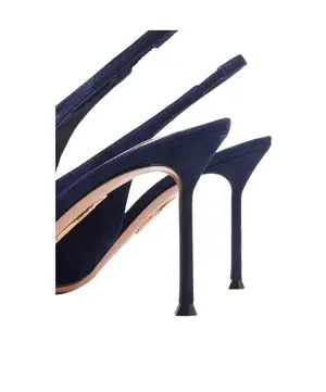 AQUAZZURA Solid-color Suede Slingback Pumps
